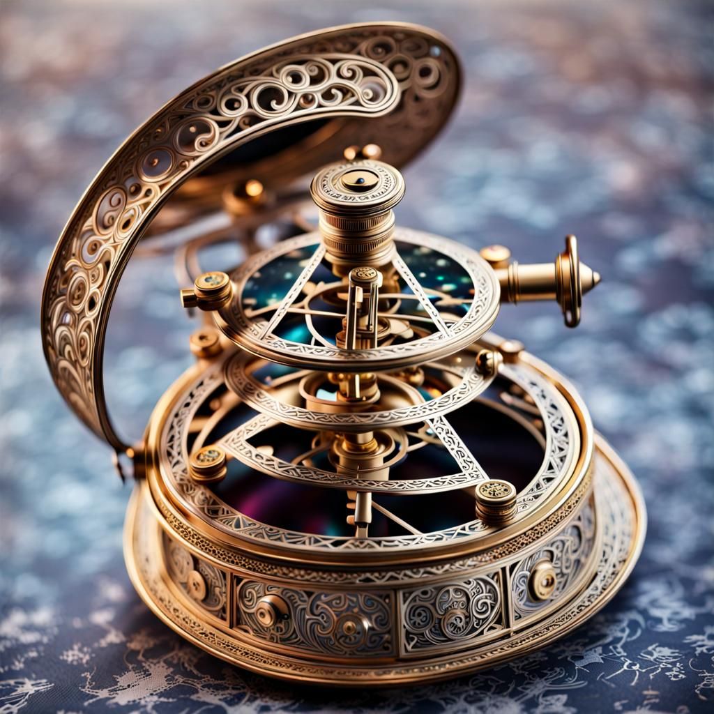 strange device - Ornate Metal Sextant in Faberge Style
