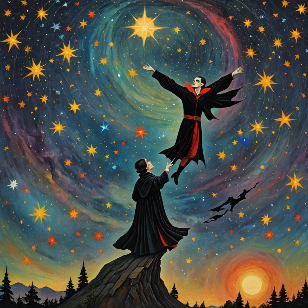 SURREAL Balancing VAMPIRE Funambulist, COLORFUL Cosmos, Sparkling Stars ...