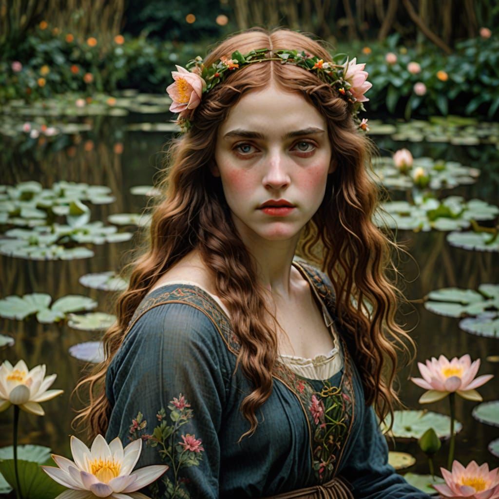 Pre-Raphaelite Ophelia - Ethereal Ophelia in a Pre-Raphaelit...