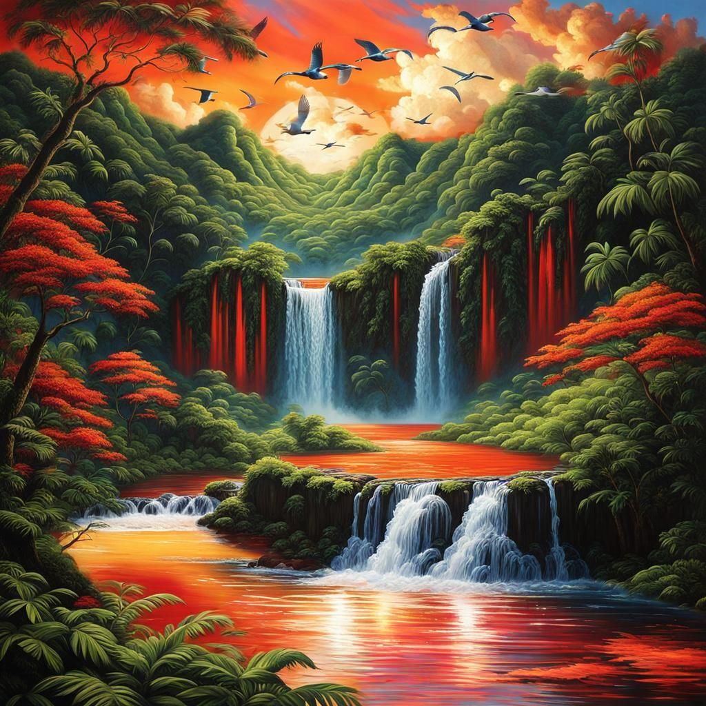 "Juicy" waterfall. - AI Generated Artwork - NightCafe Creator