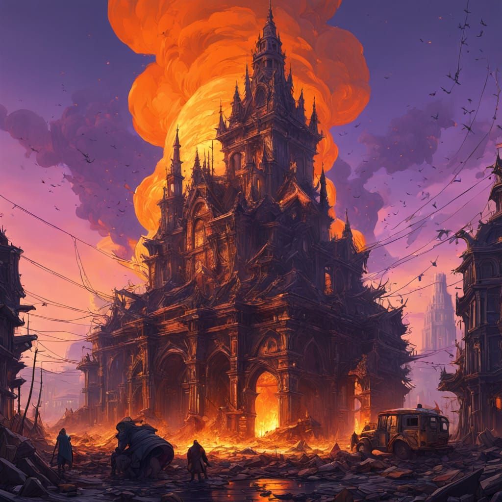 Firestorm destroys ancient city - Fantasy City Inferno in Vi...