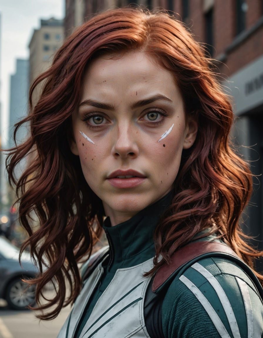 Cinematic Portrait of Rogue from X-Men in Dark Red... - AI Art