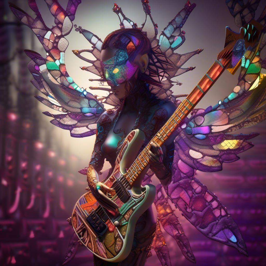 Astral Metal Bass Player - AI Generated Artwork - NightCafe Creator