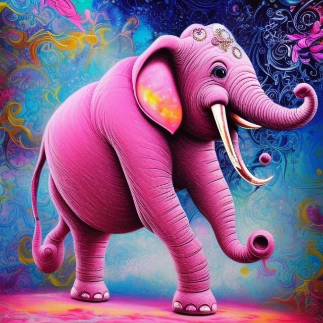 Flying pink elephant Epic cinematic brilliant stunning intricate ...