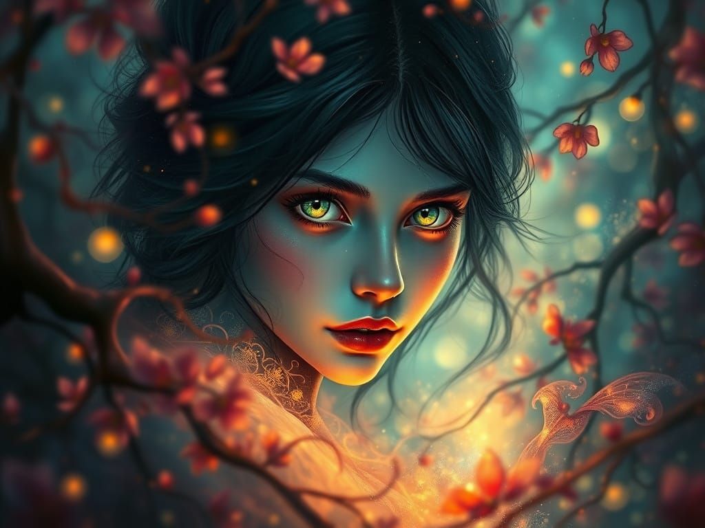 Girl with the Fairy Eyes - Ethereal Goddess in Jewel-Toned D...