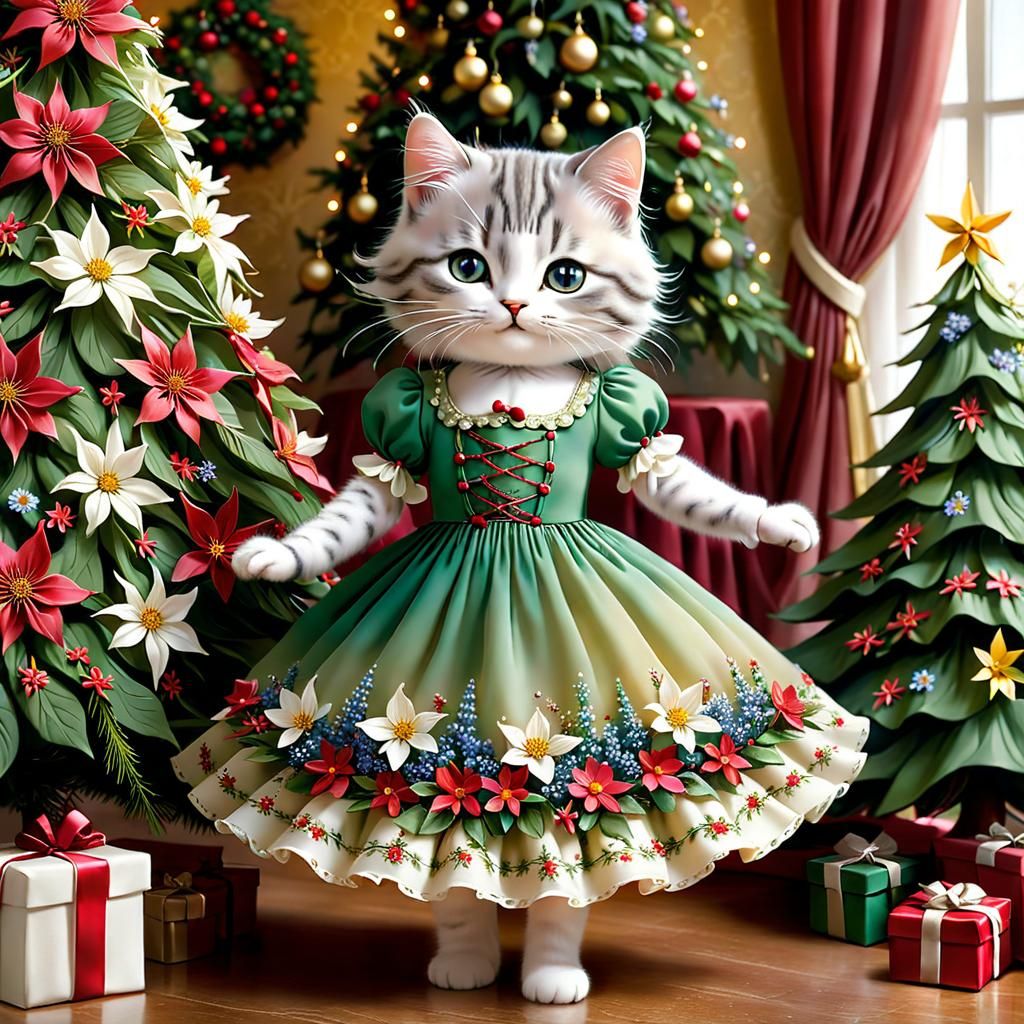 Little Miss Pretty Kitty is All Set For A Festive Christmas : r/nightcafe