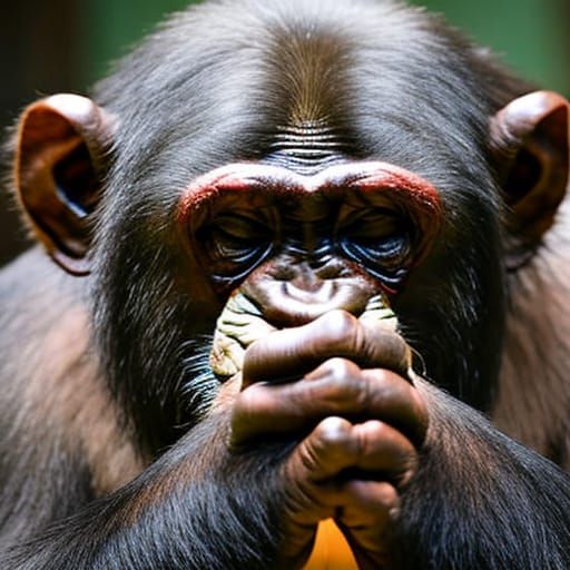 A Chimpanzee Praying - AI Generated Artwork - NightCafe Creator
