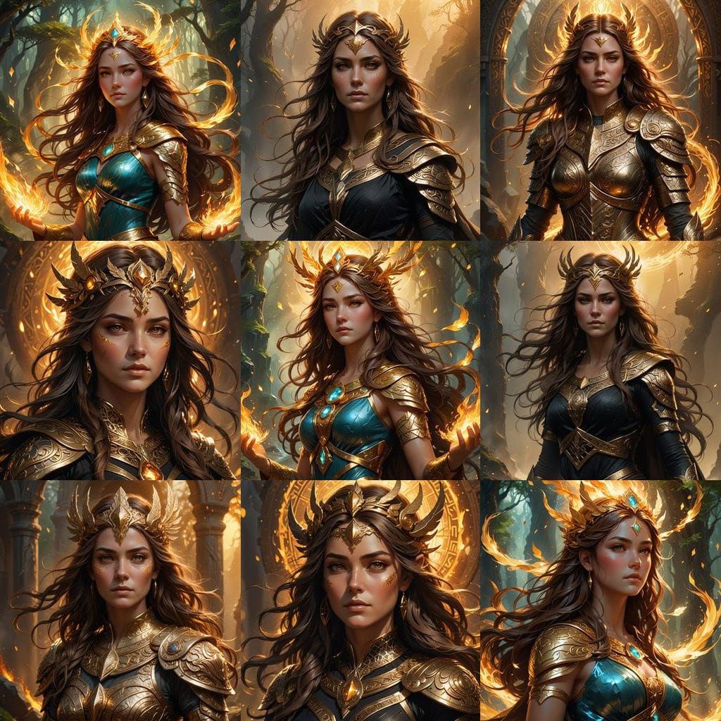 Elemental Goddess in Bronze and Black - AI Art