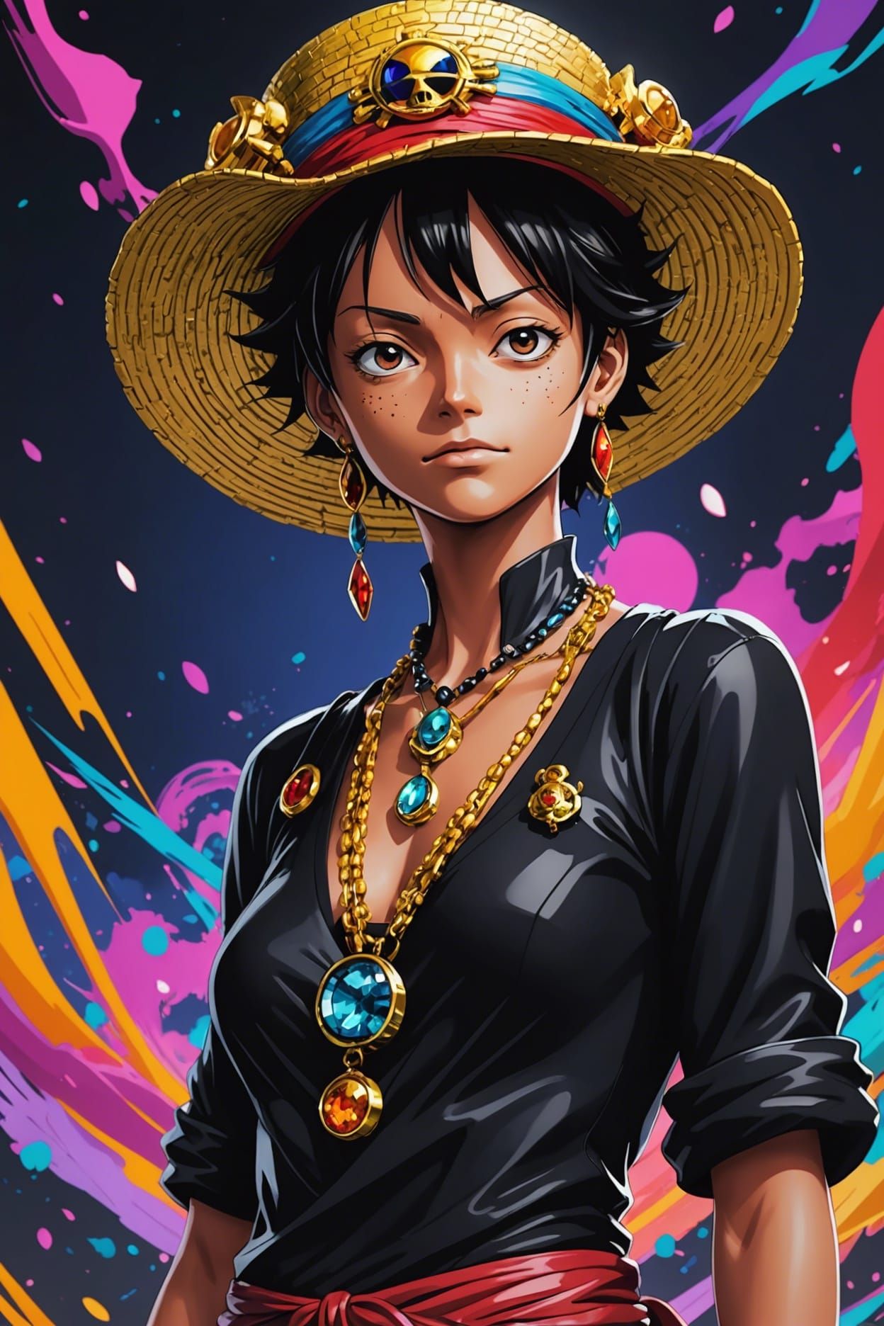 A full half shot of Luffy from the anime series "ONE PIECE" as a ...