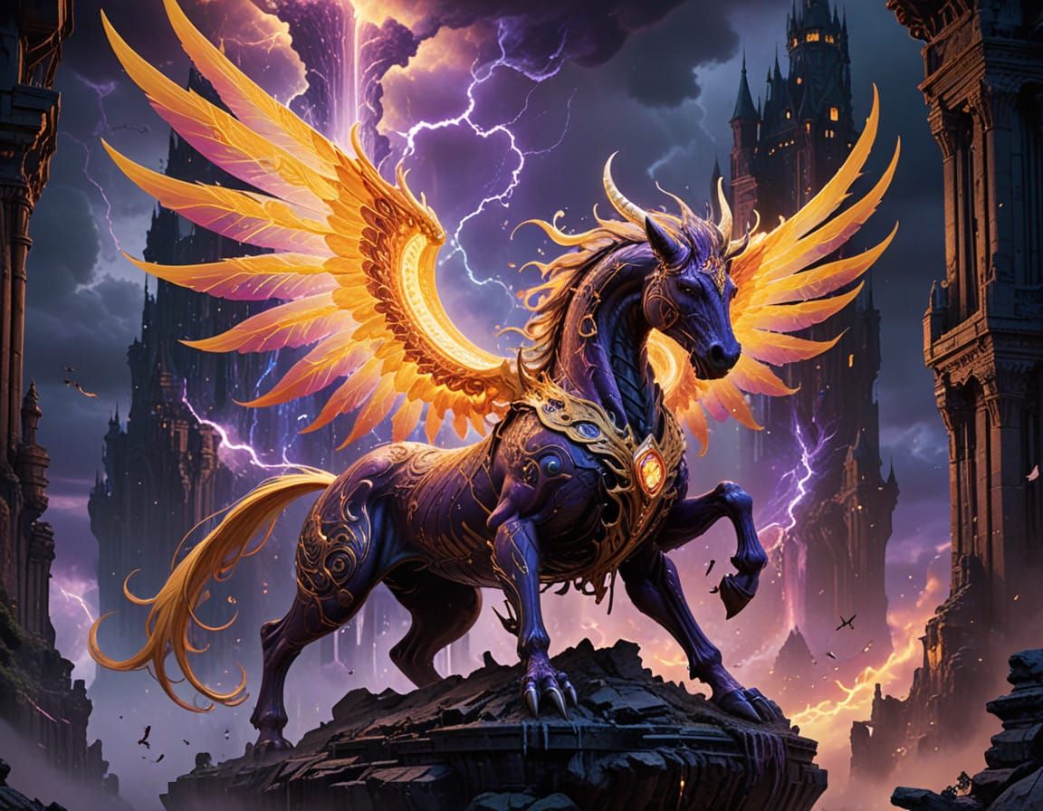 Ethereal Aetherpunk Castle in Turbulent Vortex Ski... - AI Art