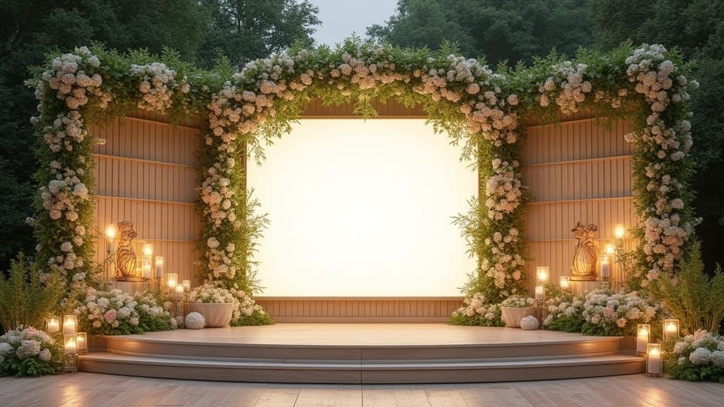 Whimsical Cottagecore Stage Design with Modern LED... - AI Art