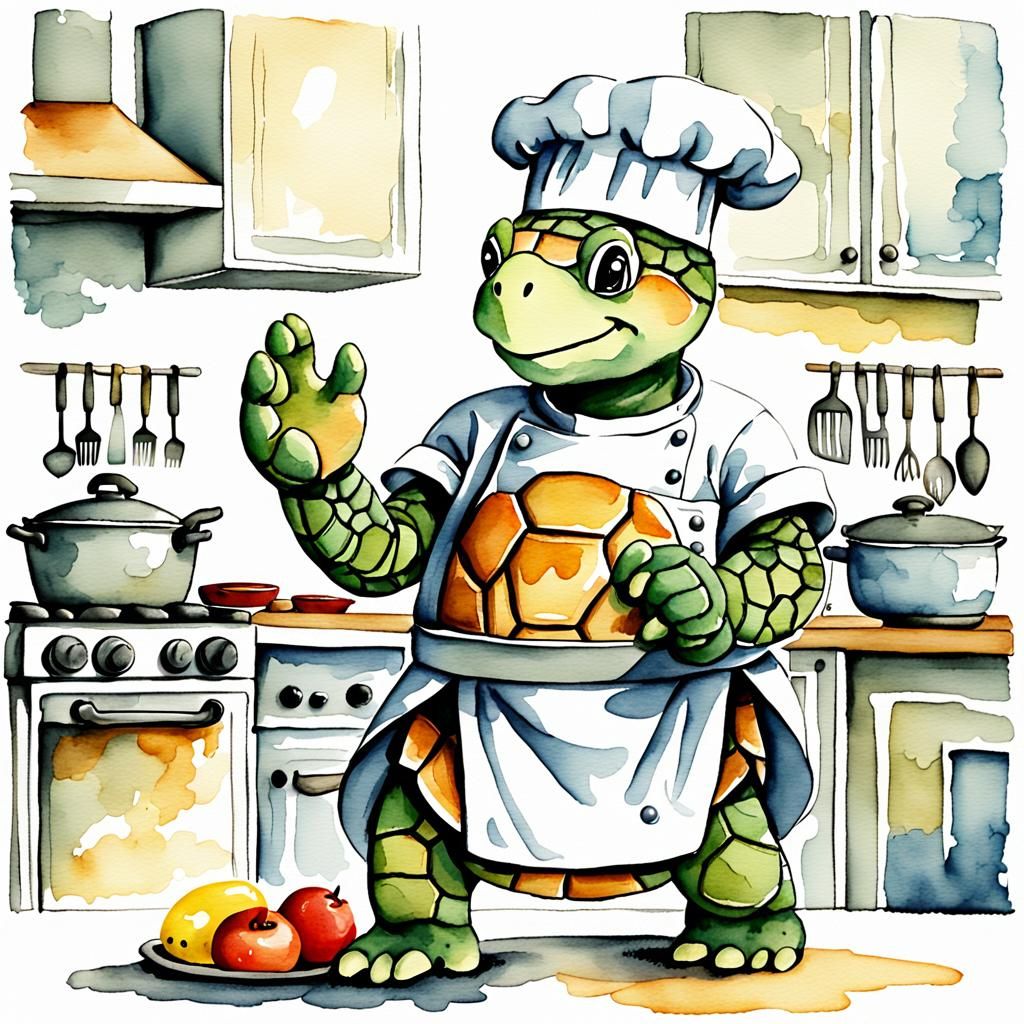 Turtle Chef 🐢👨🏻‍🍳 - AI Generated Artwork - NightCafe Creator