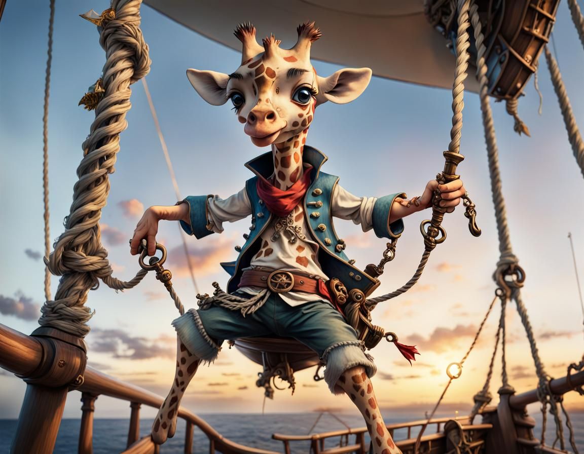 Cute and Adorable Giraffe Pirate - AI Generated Artwork - NightCafe Creator