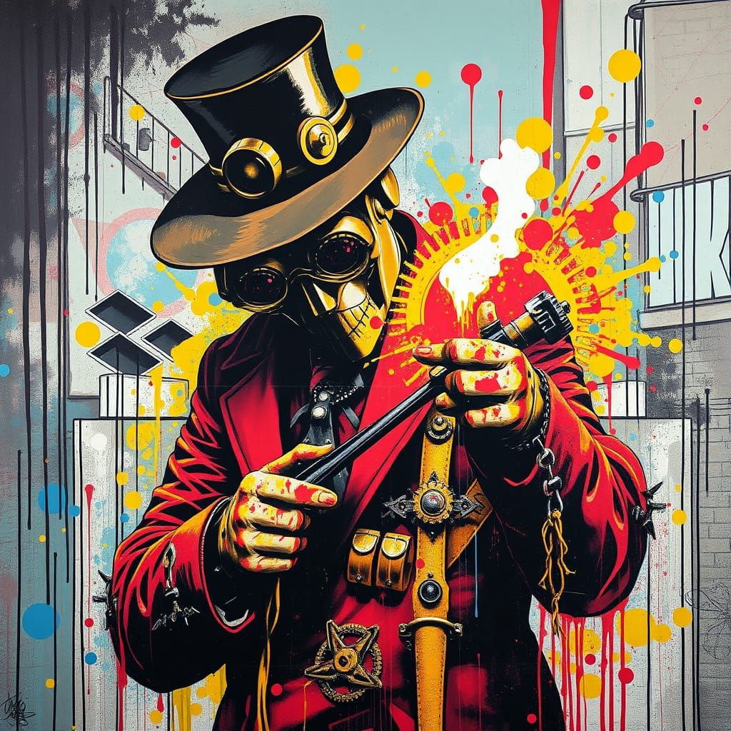 Steampunk Graffiti Masterpiece: 'The Hack' - AI Art