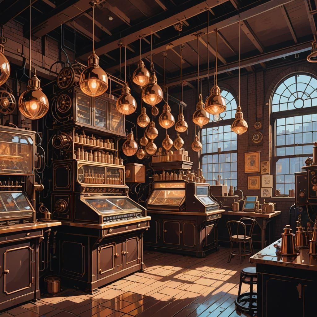 Vintage Chocolate Factory Machines in Nostalgic Fu... - AI Art