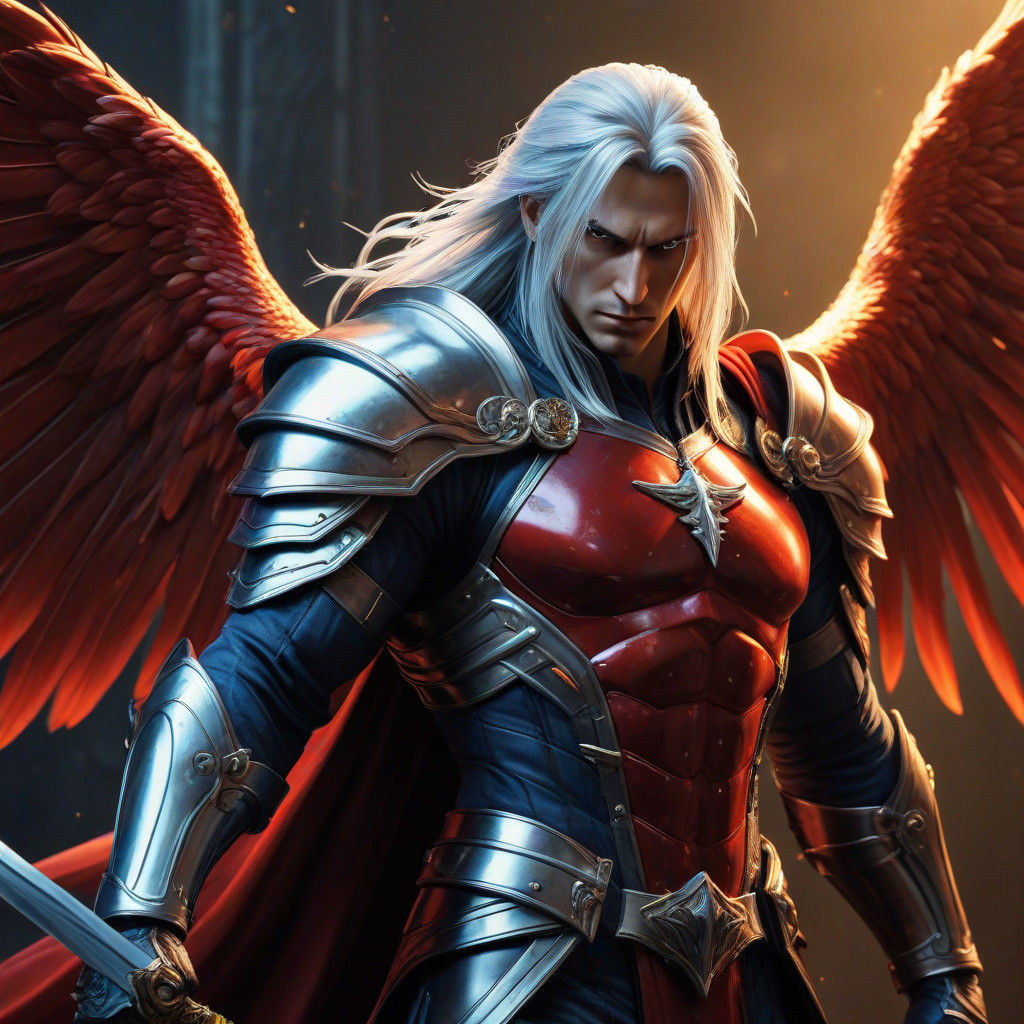 Sephiroth in Epic Comic Book Portrait, Radiant Arm... - AI Art