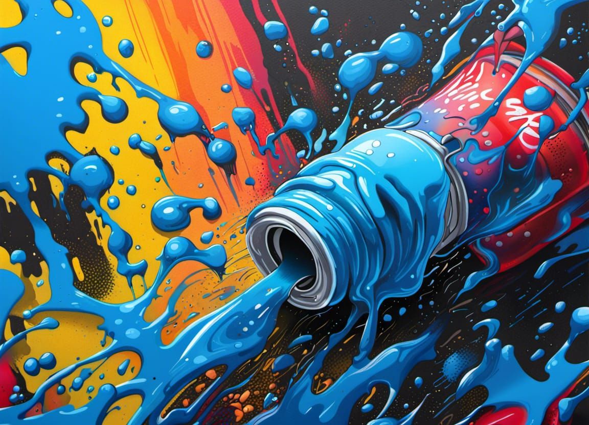 blue, graffiti art, splash art, street art, spray paint, oil gouache ...