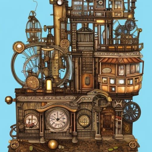 Steampunk building - AI Generated Artwork - NightCafe Creator
