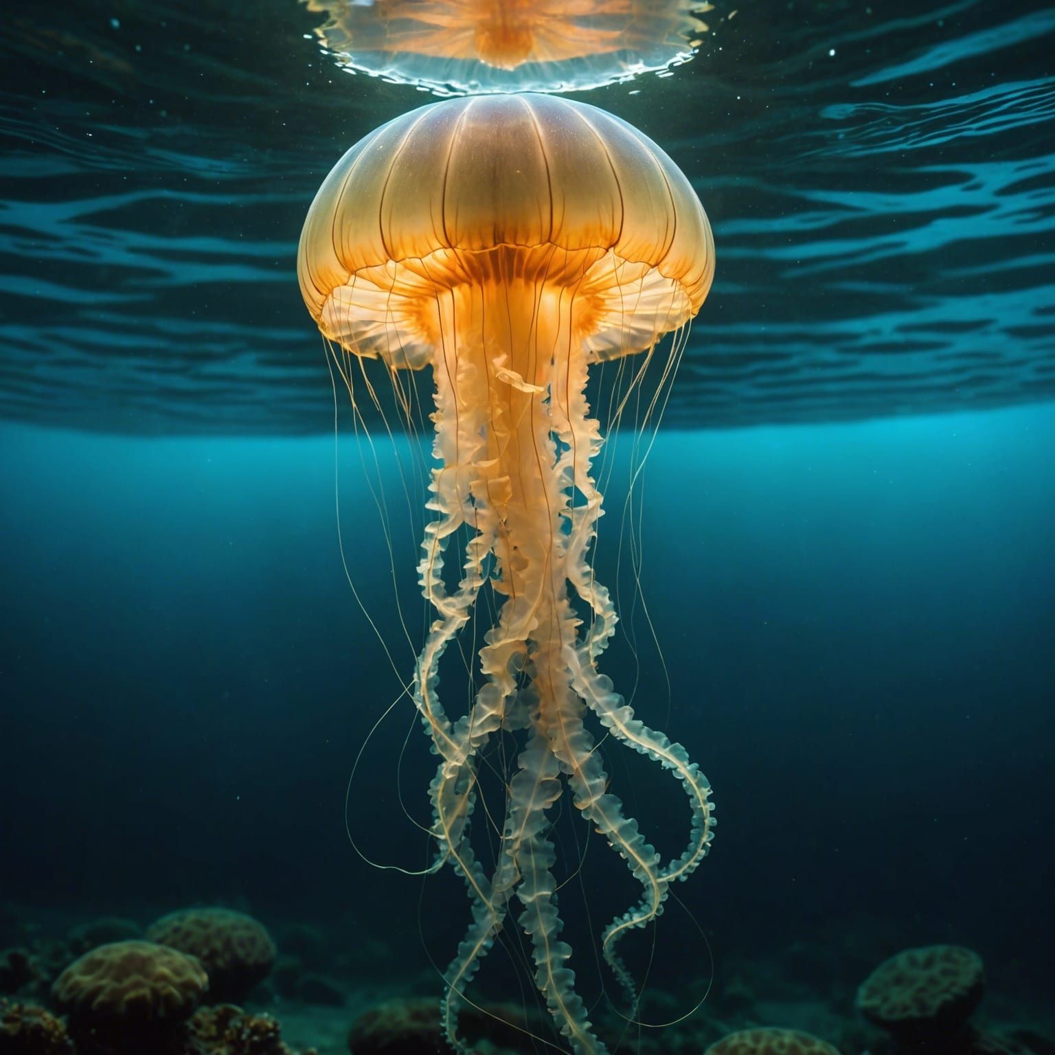 Jellyfish in shell water - AI Generated Artwork - NightCafe Creator