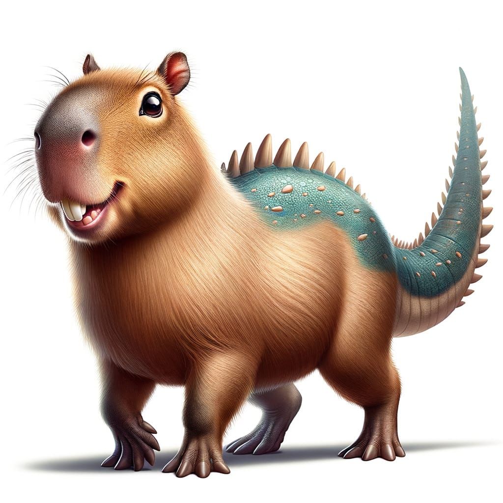 Cute capybara dinosaur - Charming Capybara Dinosaur in Playf...