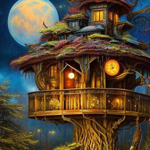 steampunk treehouse - AI Generated Artwork - NightCafe Creator