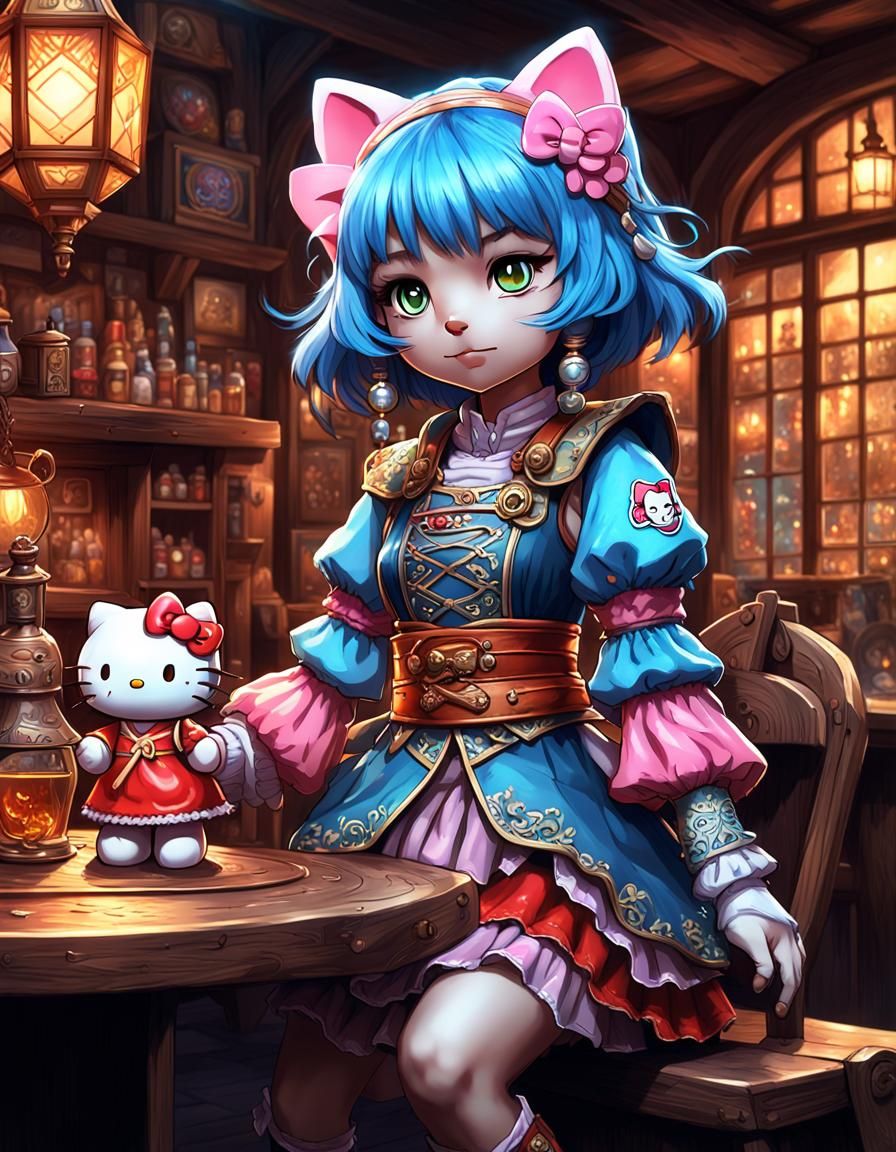 AD&D Bard Hello Kitty Troll 001 - AI Generated Artwork - NightCafe Creator