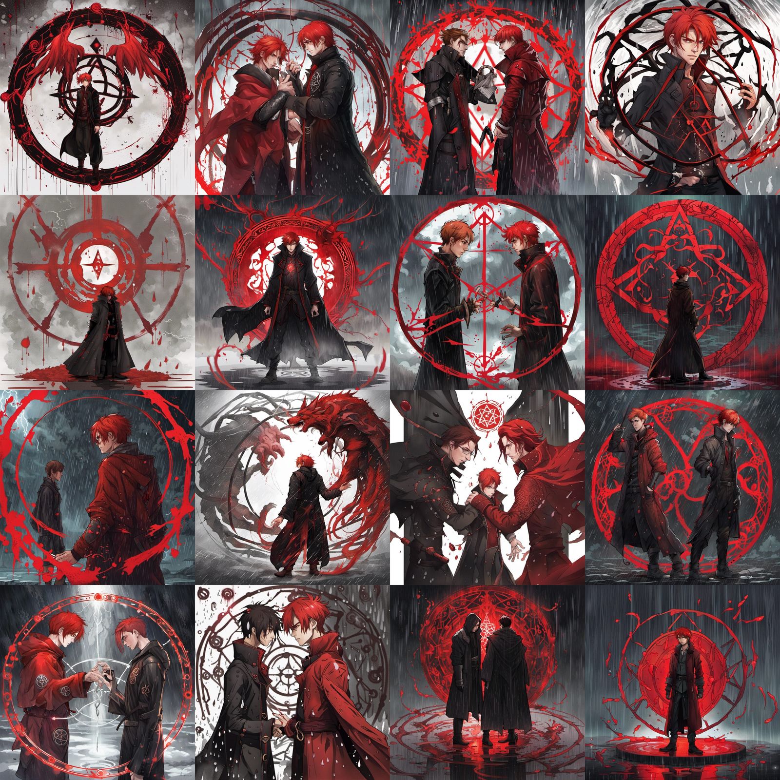 The blood alchemist, male, medium red haired, wearing red and black ...