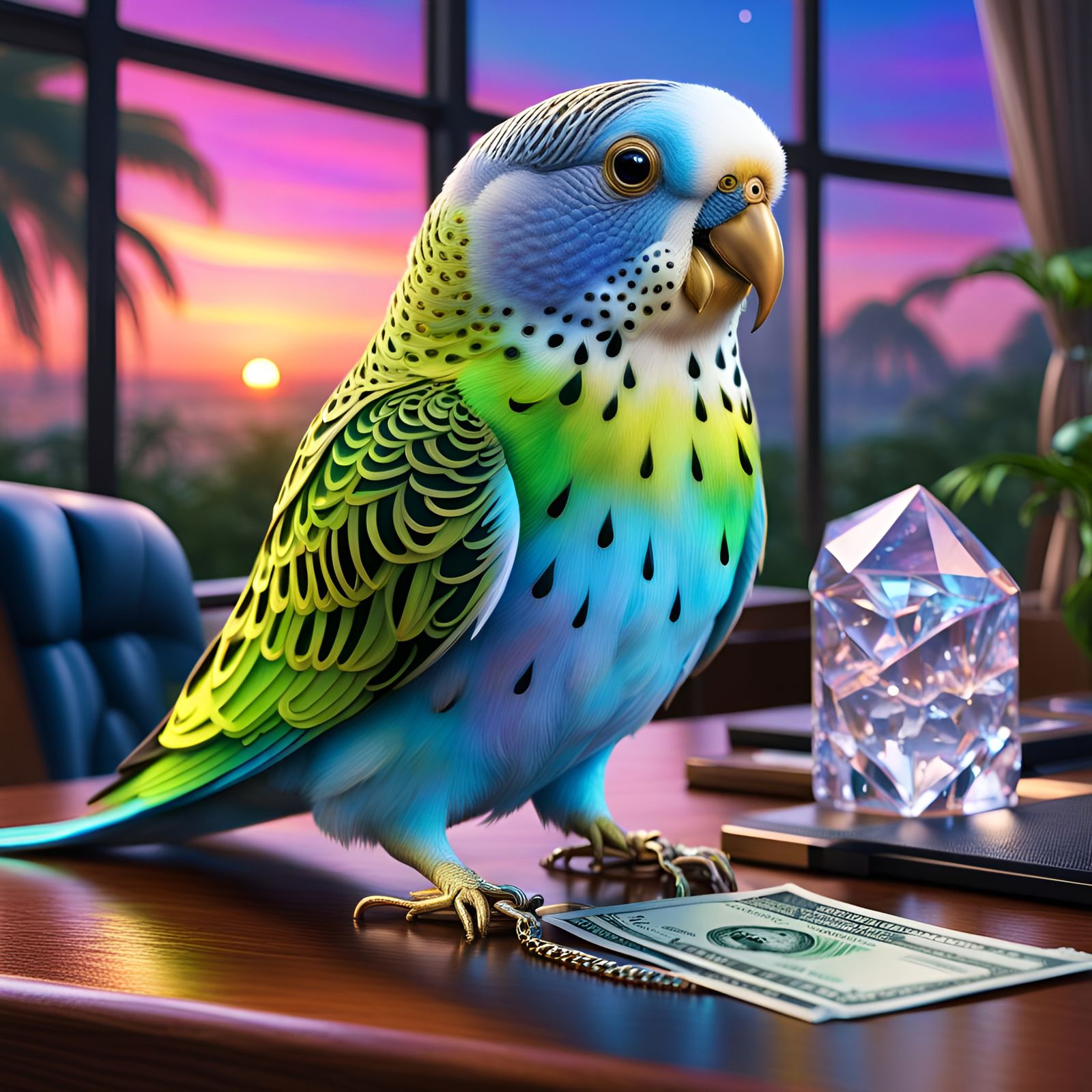 Extremely Pretty Budgie Drip - AI Generated Artwork - NightCafe Creator