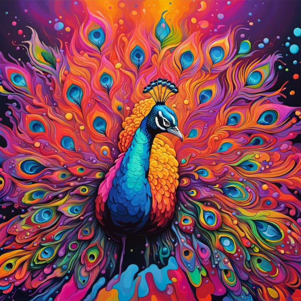 Psychedelic Peacock - AI Generated Artwork - NightCafe Creator