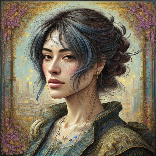 Vibrant Patchwork Portrait in Opulent Style - AI Art