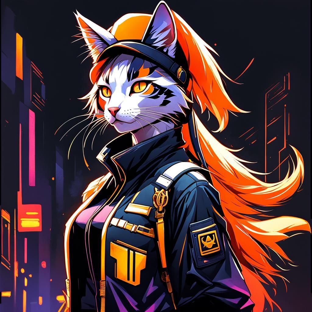 Punk Cat Lady - AI Generated Artwork - NightCafe Creator