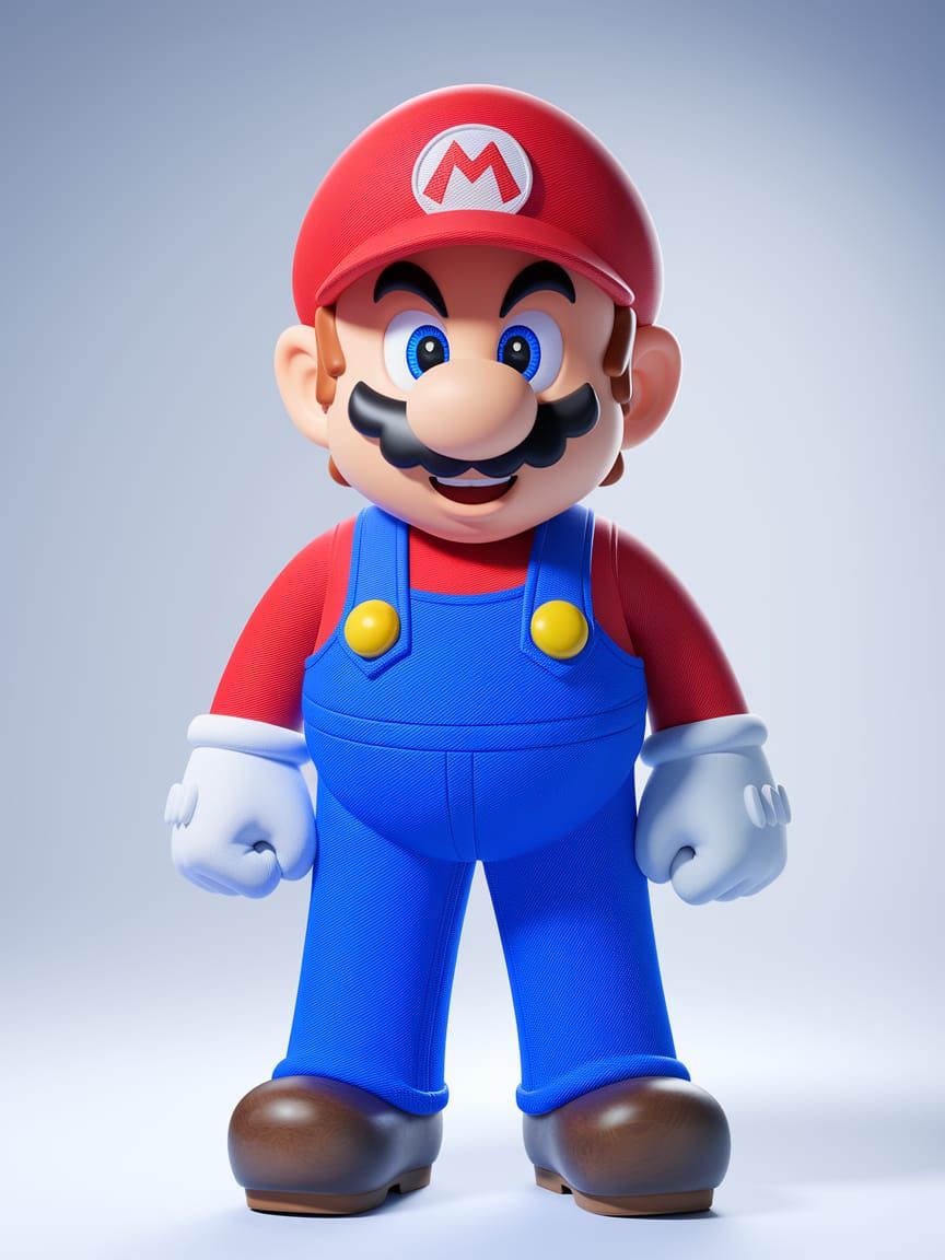 Mario in a Stylish Gray Suit with a Bold Red Shirt - AI Art