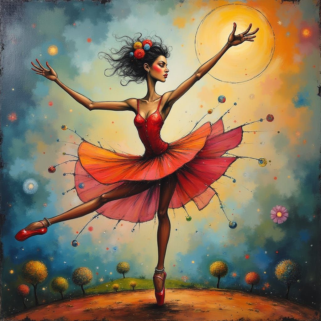 a miro painting of a ballerine - Surrealist Ballerina in Bol...