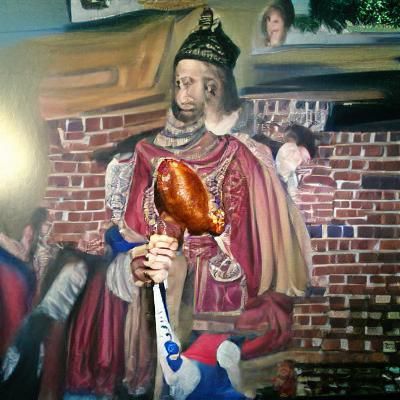 Painting of Henry the eighth holding a big turkey leg - AI Generated ...