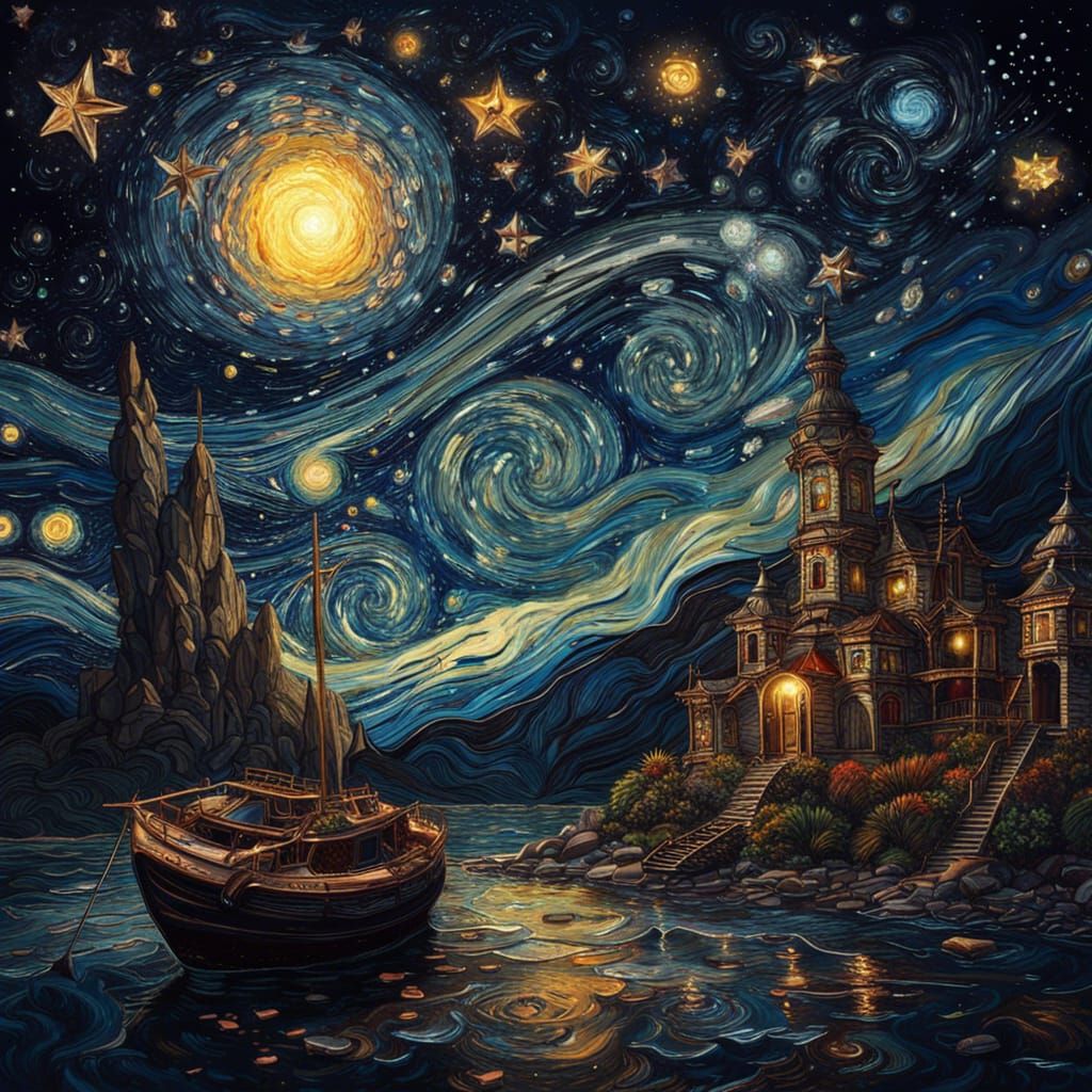 New vision of the starry night - AI Generated Artwork - NightCafe Creator