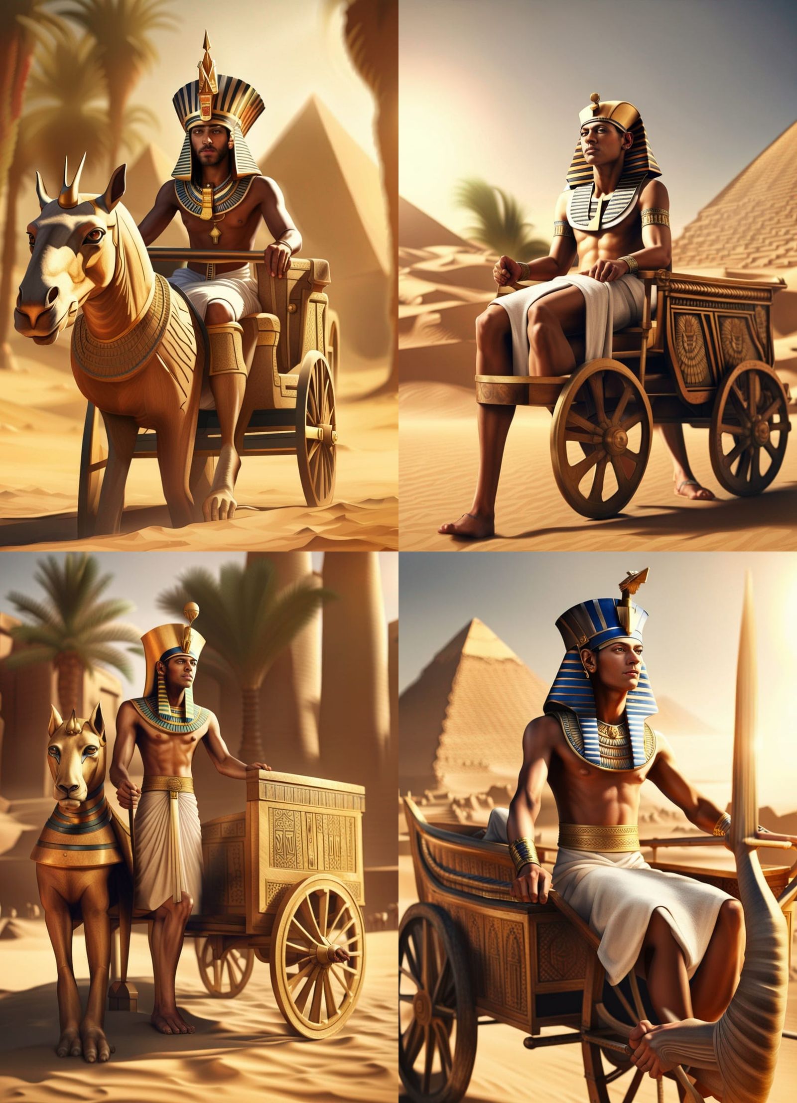 Egyptian Pharaoh, riding a cart, 4k, high detail, photo realistic ...