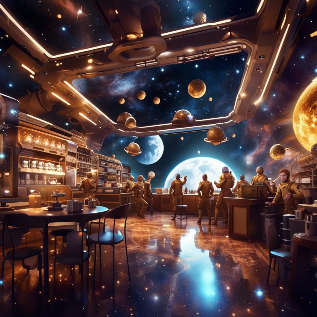 Coffee shop in space - AI Generated Artwork - NightCafe Creator