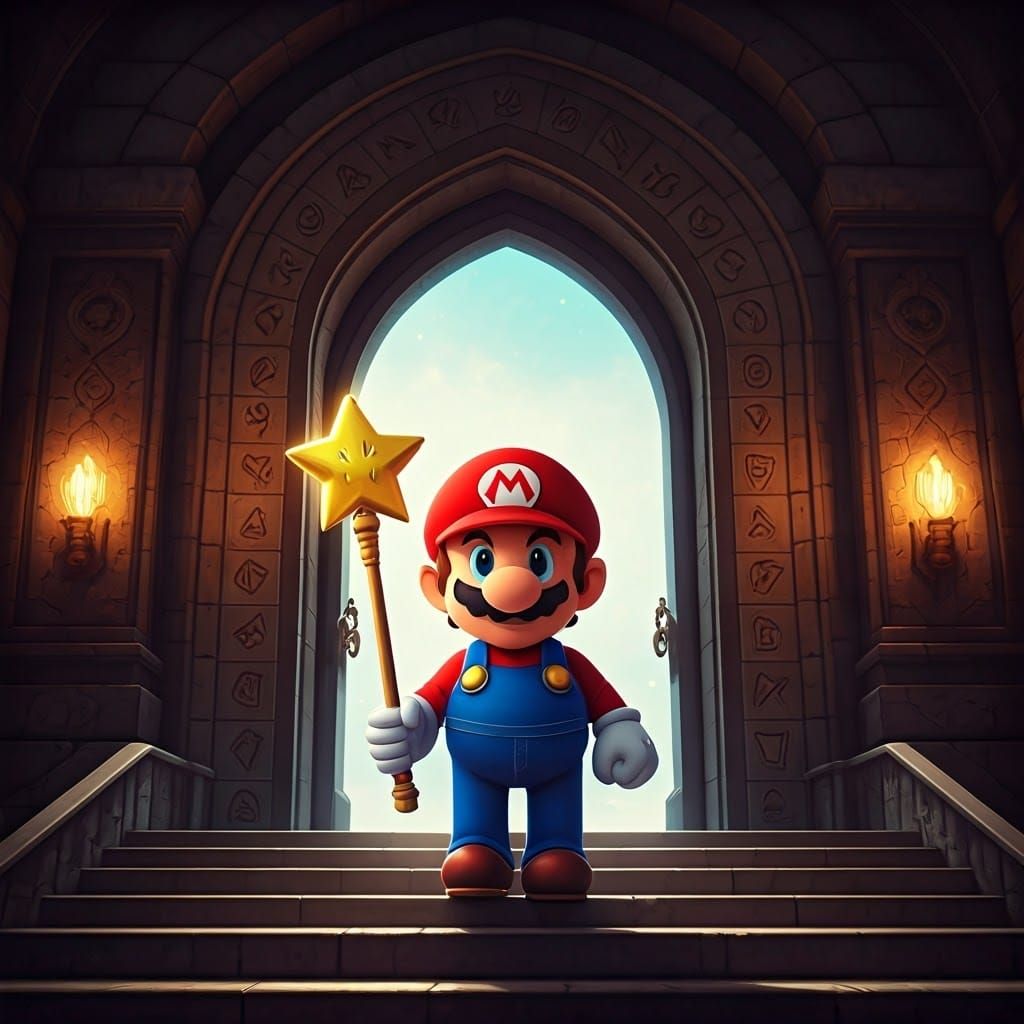 Vigilant Mario Enters Castle Bleck - AI Art