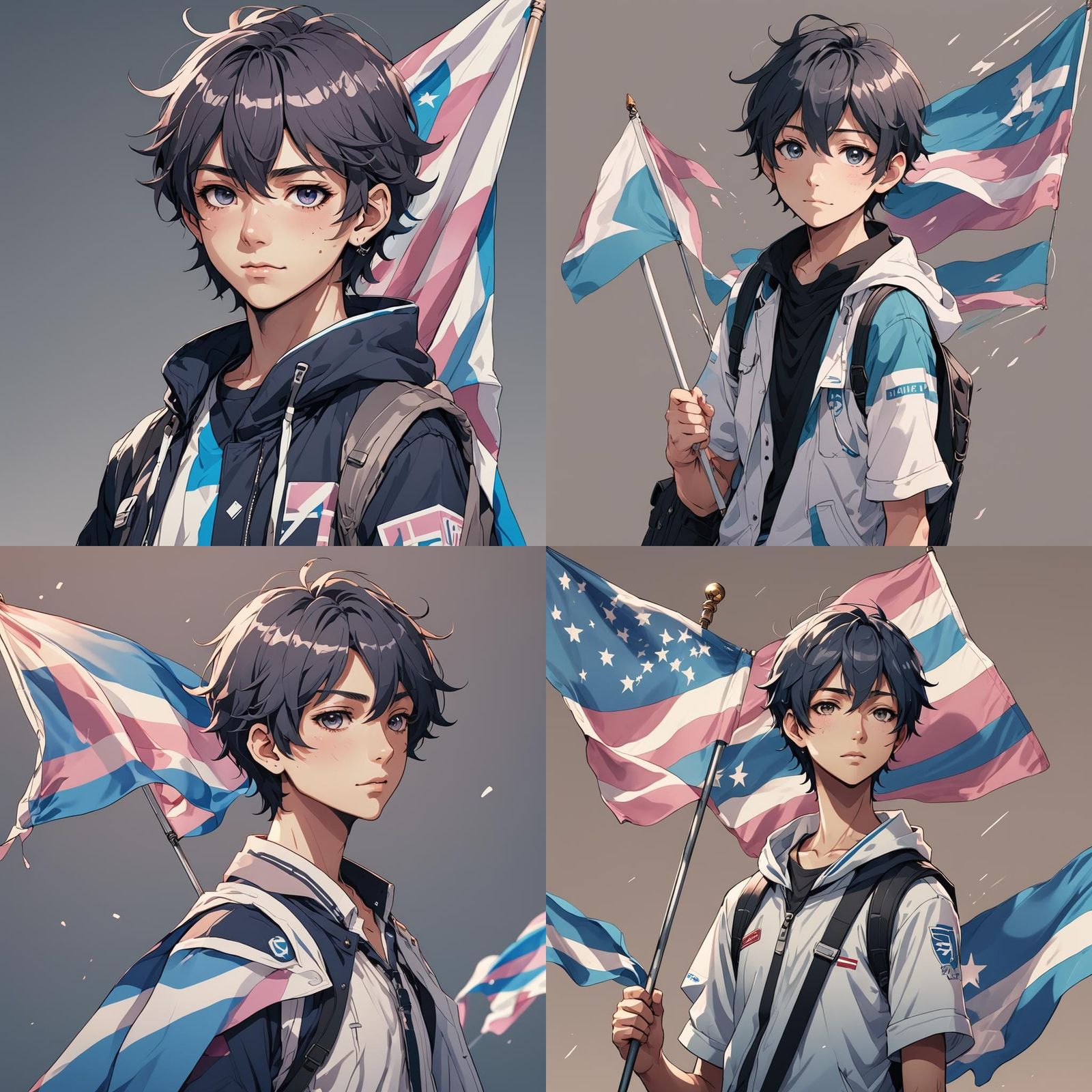 Transgender boy with the transgender flag - AI Generated Artwork ...