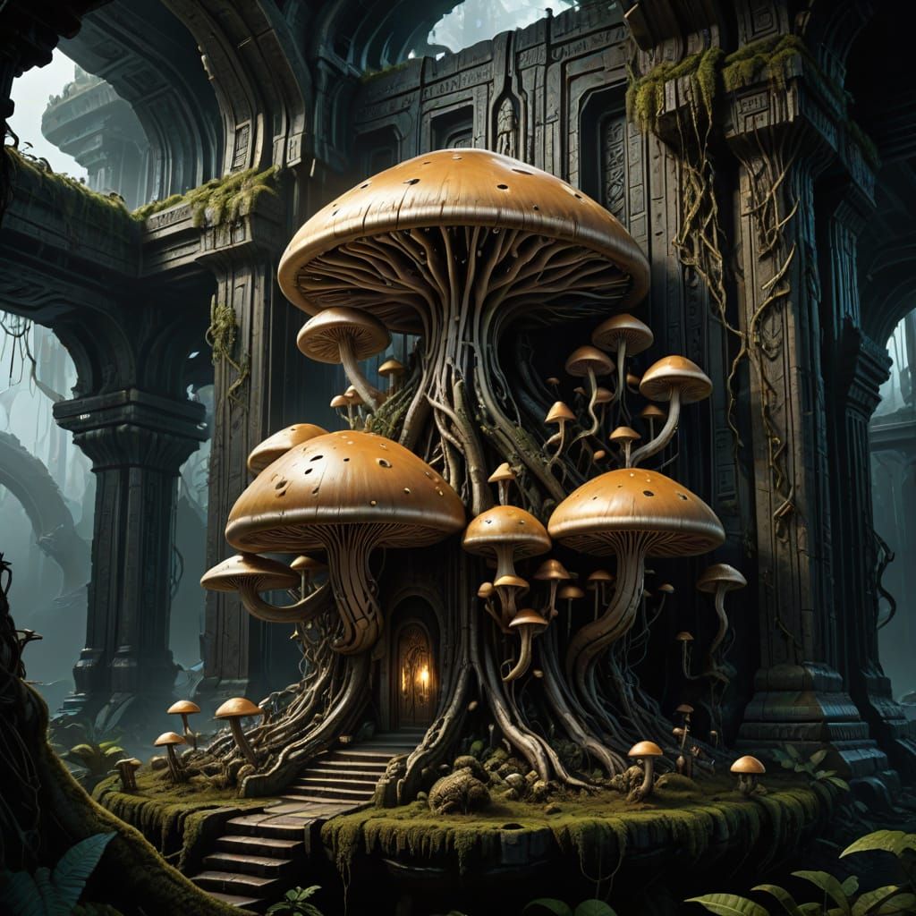 Grok Ai - Grok in Ancient Biomechanical Temple