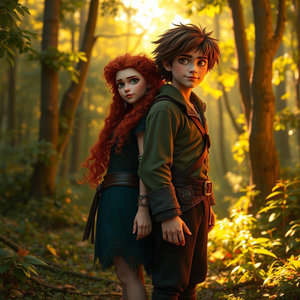 Merida and Hiccup - Merida and Hiccup in Whimsical Forest Re...