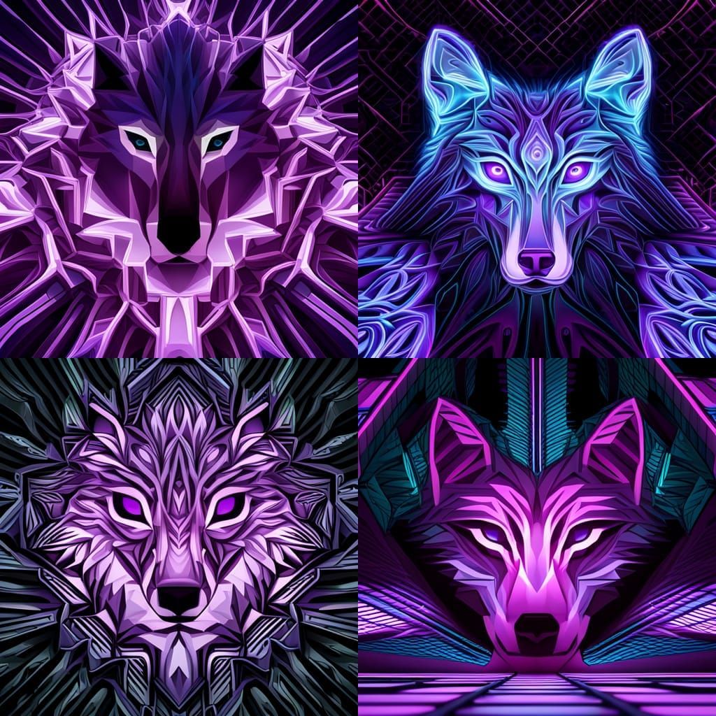 Beautiful 3D Glowing Wolves - AI Generated Artwork - NightCafe Creator