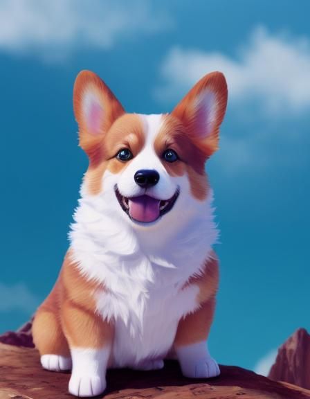 Realistic adorable corgi dog& realistic vibes& hyperdetailed ...