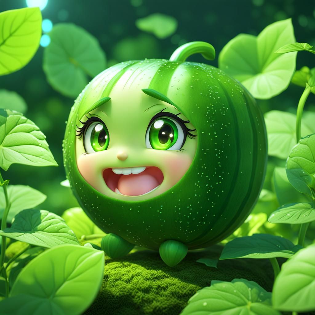 Chibi Watermelon inside a brilliant nature - AI Generated Artwork ...
