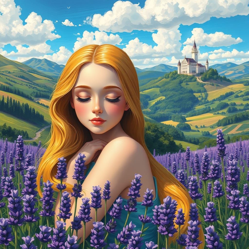 Hyper realistic stunningly beautiful princess laying asleep with long ...