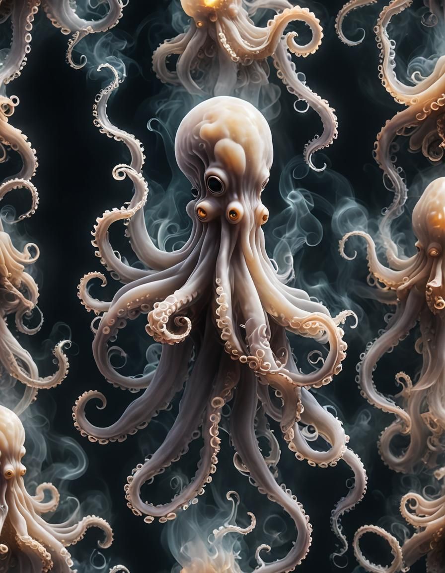 smoke octopus creatures - AI Generated Artwork - NightCafe Creator
