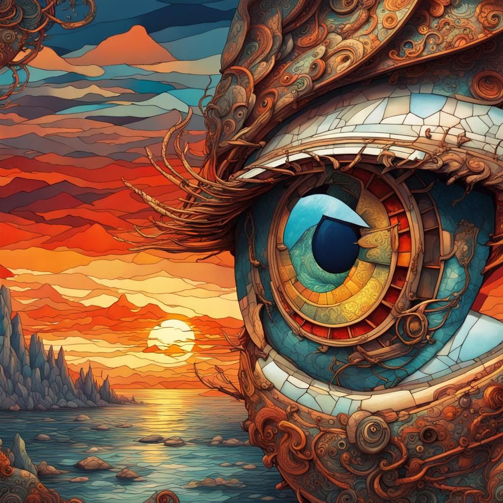 Eye and Sunset - AI Generated Artwork - NightCafe Creator