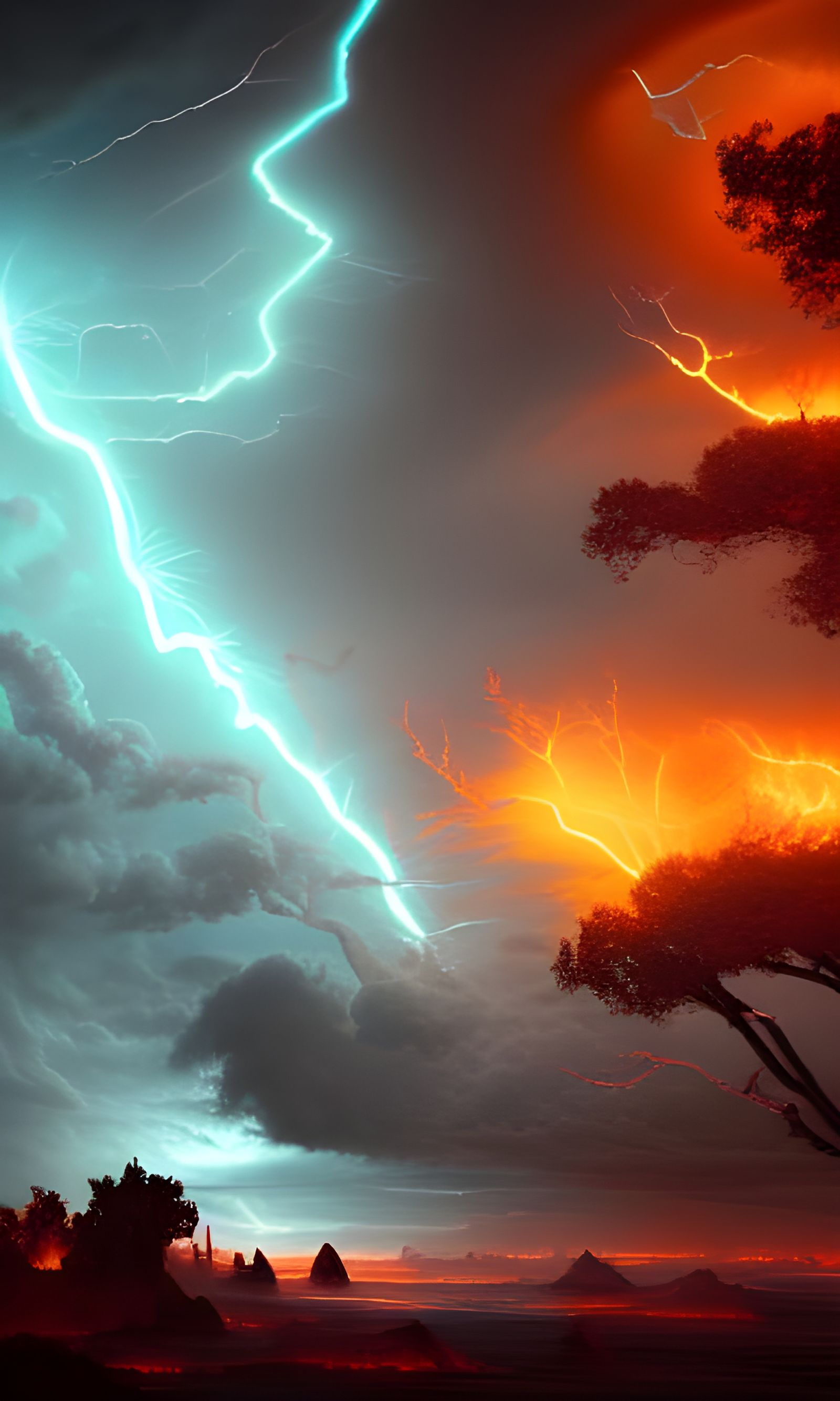 Fierce electrical storm II - AI Generated Artwork - NightCafe Creator