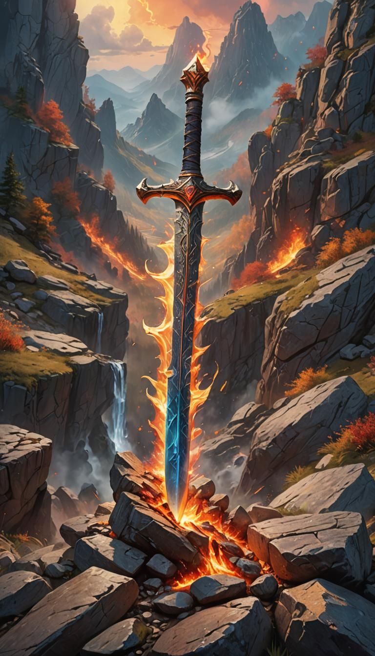 Flaming sword - AI Generated Artwork - NightCafe Creator