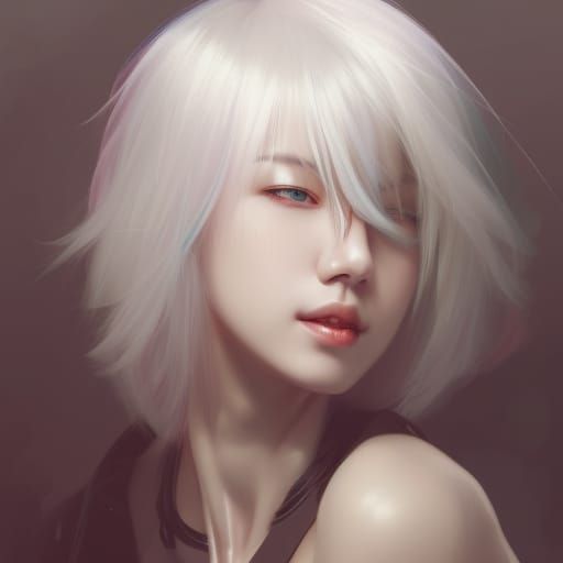 fluffy white hair - AI Generated Artwork - NightCafe Creator